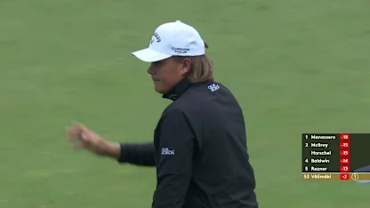 Sami Välimäki holes a long curling putt at the second - Videos - DP ...